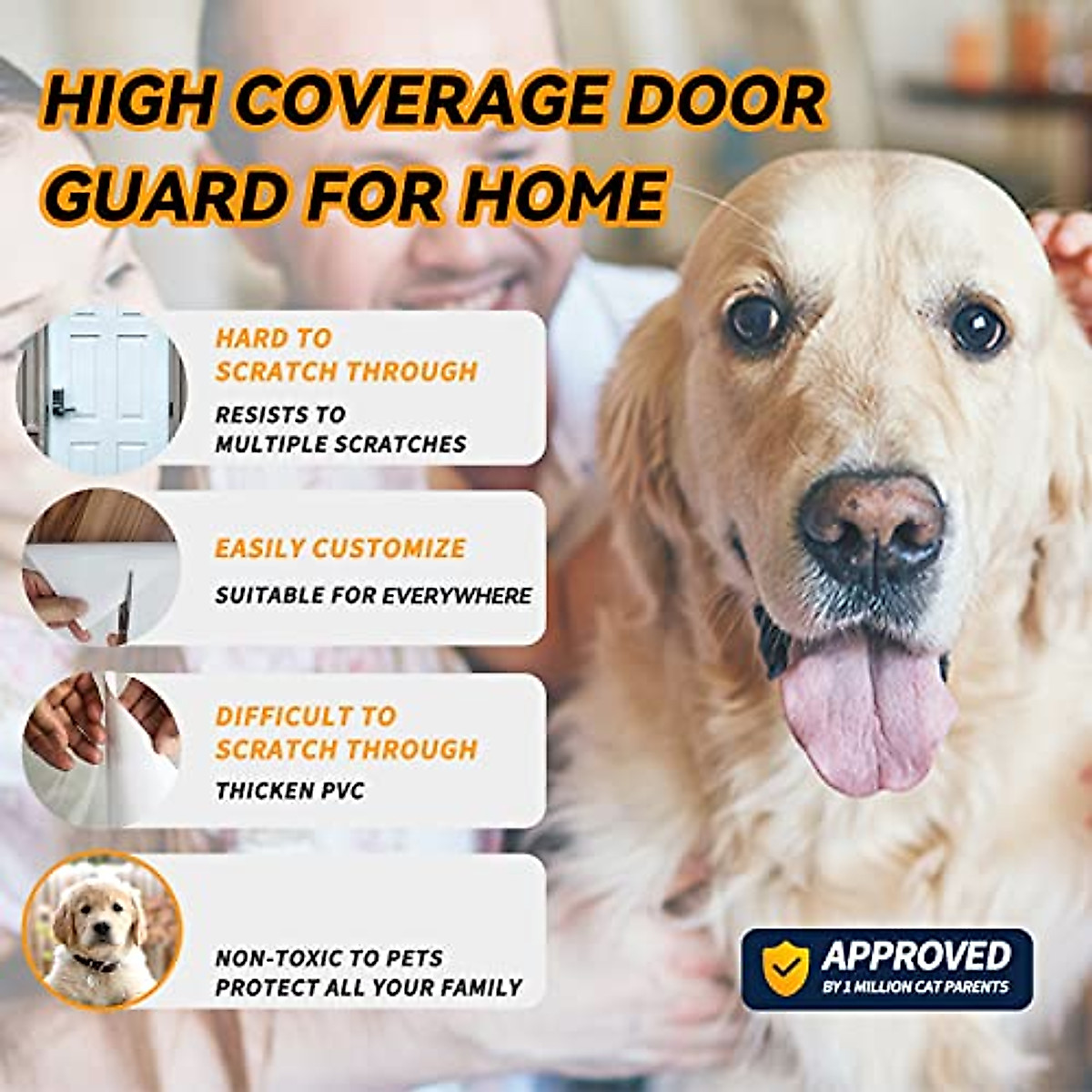 Door Protector from Dog Scratching - Dog Scratch Door Protector for Furniture, Window, Wall, Cat Scratch Furniture Protector Self Adhesive (78 x 7.8in)
