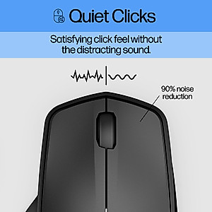 HP Wireless Silent 280M Mouse - Ergonomic Right-Handed Design, 18 Month Battery Life, and 2.4GHz Reliable Connection - Works for Computers and Laptops - Far Quieter Clicks than Most Mice,Black
