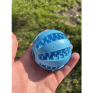 Blue 7cm Rubber Dog Ball Chew Toy for Enrichment and Teething