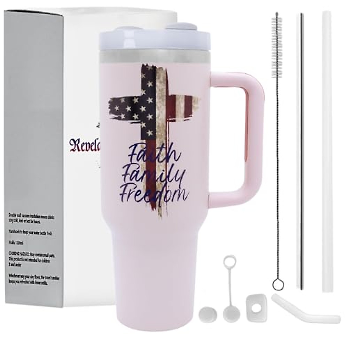 40oz Inspirational & Encouraging Christian Tumbler, Child of God Stainless Steel Coffee Cup, Insulated Bible Verse Travel Cup with Handle Straw, Laser Engraved Religious Gifts for Baptisms & Birthdays