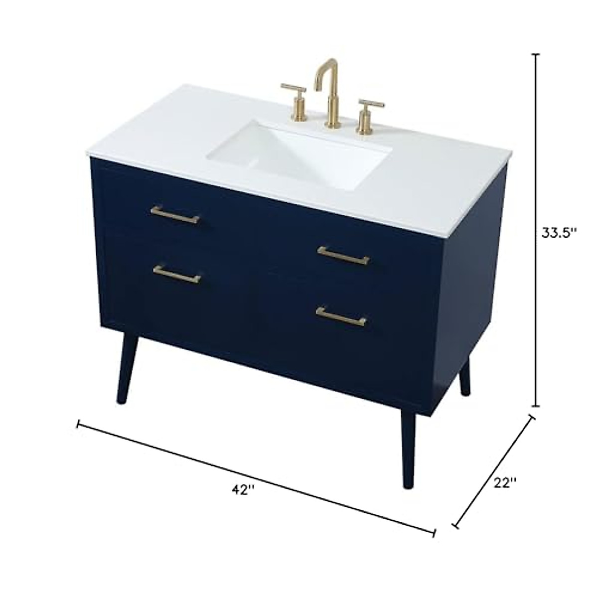 Elegant Kitchen and Bath 42 inch Bathroom Vanity Cabinet - Blue