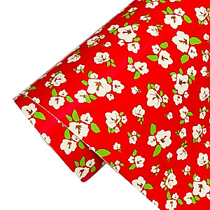 Yifely Vintage Red Shelving Paper Peel & Stick Floral Shelf Liner Countertop Drawer Sticker Redo Old Locker 17.7 Inch by 9.8 Feet