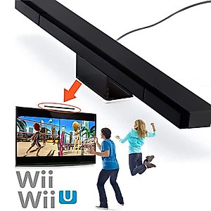 SOONORY USB Wired Wii Sensor Bar, Replacement Infrared IR Ray Motion Sensor Signal Receiver for Nintendo Wii and Wii U Console with Stable Stand(Black)