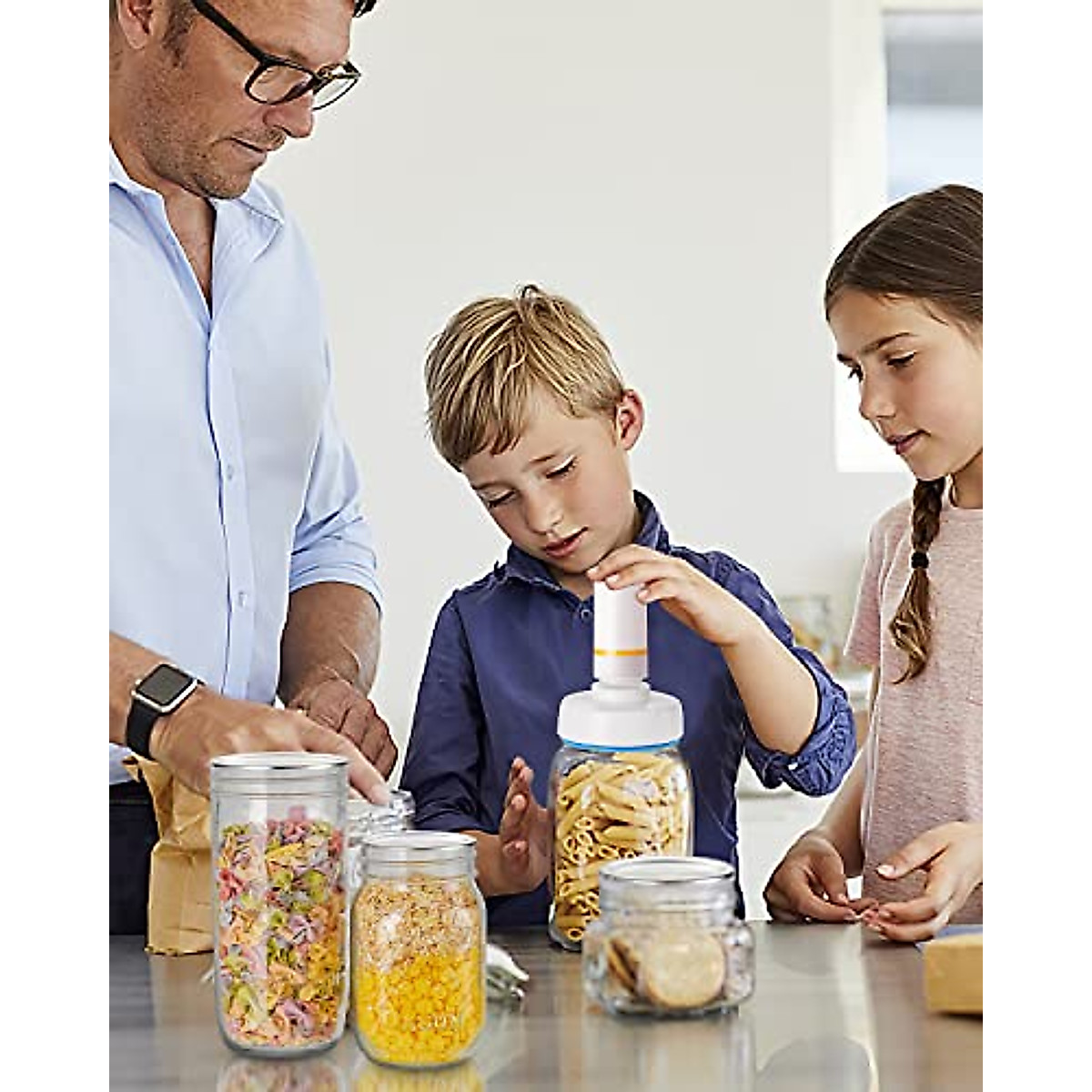 Electric Mason Jar Vacuum Sealer - Food Vacuum Saver Can Sealer Jar Seal Pump Kit Accessories for Wide and Regular Mouth Mason Jars Compatible with FoodSaver Vacuum Canning Sealer Machine Attachment