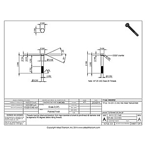 Allied Titanium 0000992, (Pack of 6) 1/4-20 X 2 UNC Titanium Hex Head Bolt, Grade 2 (CP)