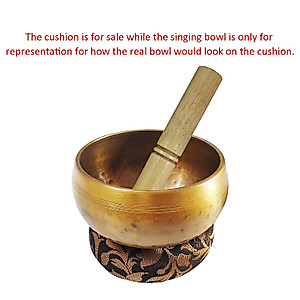 ConnectingGod Round Cushion For Tibetan Singing Bowl Handmade Cushions Brocade Art Silk Home Decor Jewelry Display Cushion (4In X 1.5In Inch), SB-221, black, 4In x 1.5In inch