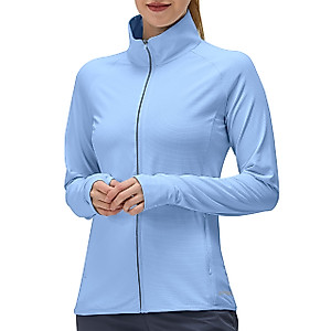 KPSUN Women's UPF 50+ UV Sun Protection Clothing Long Sleeve Athletic Hiking Shirts Lightweight SPF Zip Up Outdoor Jacket(lavender blue,L)