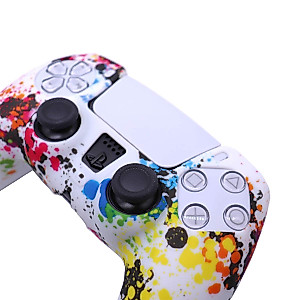 Sofunii 2 Pack Silicone Controller Skins Anti-Slip Cover Case Protector Sleeve for PlayStation 5 /PS5 Controller with 8 x Thumb Grip Caps(Bright and Colorful)