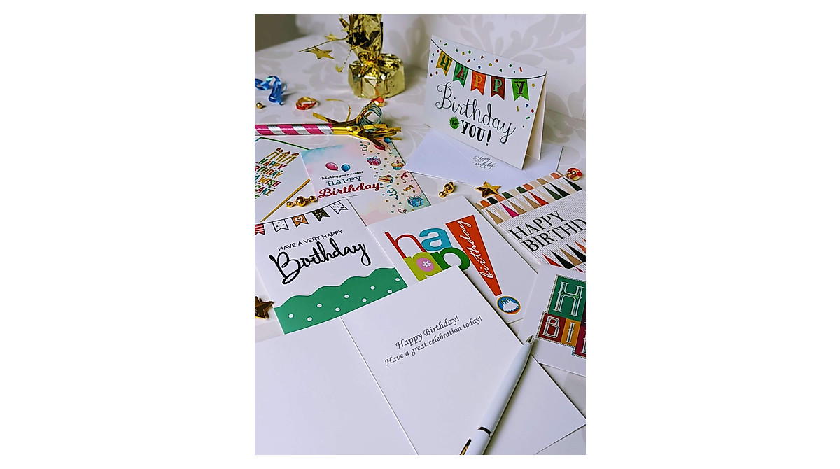 120 Birthday Cards Bulk Set with Envelopes & Stickers | Assorted Designs