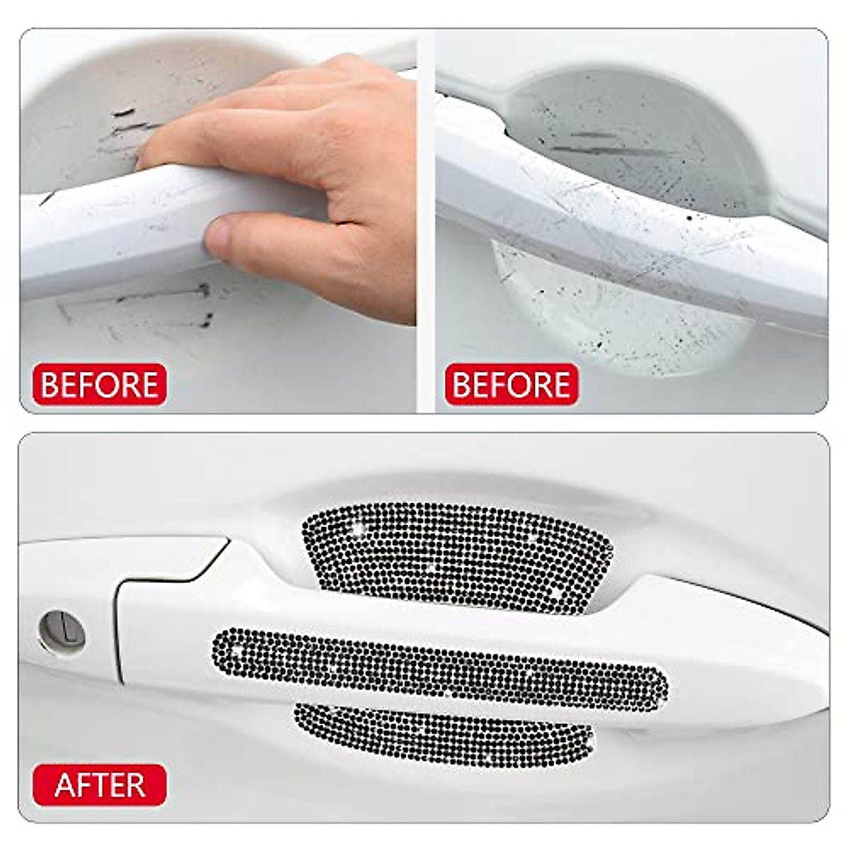 Fehlot New 8PCS Bling Car Door Handle Protector Rhinestone Universal Safety Scratch Resistant Sticker Bling Car Handle Cover Car Door Auto Sticker for Woman & Man(Black)