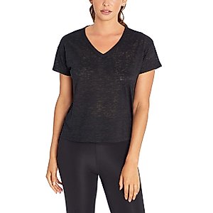 Jessica Simpson Sportswear Clarke Short Sleeve V-Neck Casual Tshirt, Meteorite, X-Large