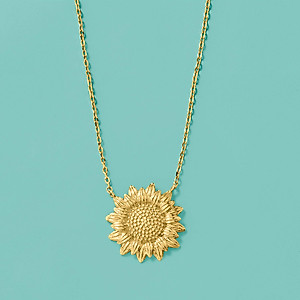 Ross-Simons 14kt Yellow Gold Sunflower Necklace. 18 inches