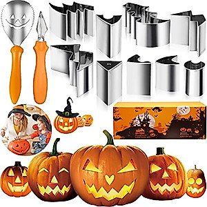 Pumpkin-Carving-Kit,Halloween-Decorations-Pumpkin-Carving-Tools with Stencils for Kids Adults Family DIY,11PCS Heavy Duty Stainless Steel Pumpkin Carving Set Carver Tool Outdoor Gifts for Halloween
