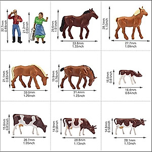 Farm Animals Figure Set,AN8706 36PCS 1:87 Well Painted Farm Animals Cows Horses Figures for HO Scale Model Train Scenery Layout Miniature Landscape New