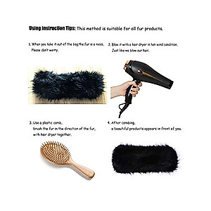 Faux Fur Headband with Elastic for Women's Winter Earwarmer Earmuff(One Size,Black)