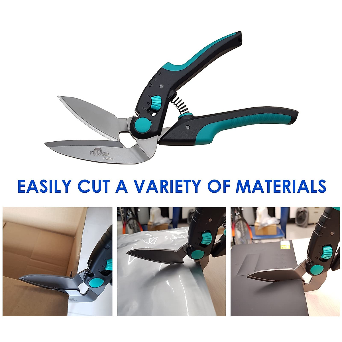 VARICONN 10 inch Heavy Duty Scissors, Industrial Scissors, Multipurpose, Scissors for Carpet, Cardboard and Recycle, Soft Grip, Stainless Steel, Easy Cutting Thick Paper, Leather, Sewing Fabric