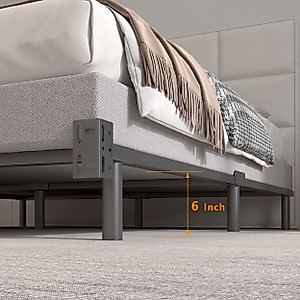 Realuson California King Size Metal Iron Bed Frame Heavy Duty Sturdy Black Bedframe 9-Leg Support 7 Inch Low to Ground Bed Base for Box Spring and Mattress Non-Slip Easy Assembly Noise Free