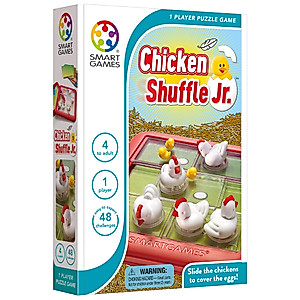 SmartGames Chicken Shuffle Jr. Skill-Building Travel Game for Kids and Adults Ages 4 & Up, 48 Challenges
