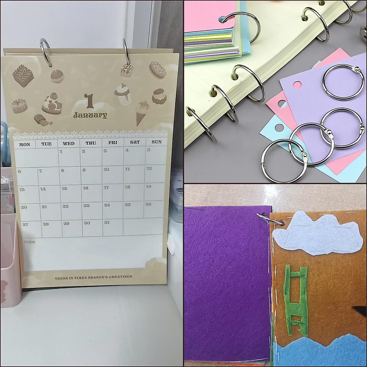 Loose Leaf Binder Rings 1-Inch（100 Pack） Office Book Rings, Nickel Plated Steel Binder Rings, Key Rings, Metal Book Rings, for School，Sliver