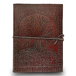 Jaald Handmade Large 10" Embossed Leather Journal Celtic Tree of Life Blank Personal Diary Notebook refillable Gift