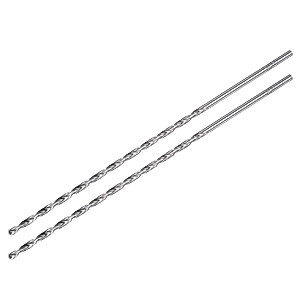 uxcell HSS(High Speed Steel) Straight Shank Jobber Twist Drill Bit 3mm Drill Diameter Extension 160mm Length for Hardened Metal Woodwork Plastic Aluminum Alloy 2 Pcs