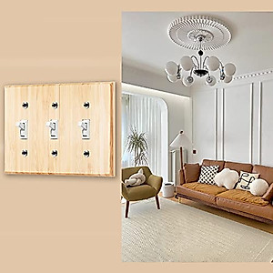 2PC Solid Wood 1-Gang Duplex Toggle Light Switch Plate 4.5" X 6.3" Bamboo Light Switch Cover Quality Raw Wooden Decorative Bedroom Kitchen Home Decor (1-Gang Duplex Toggle)