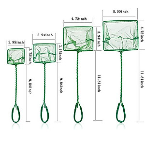 Tugaizi Aquarium Fish Net Fine Quick Catch Mesh Nylon Fishing Catch Nets with Plastic Handle - Green (3in, 4in,5in, 6in)