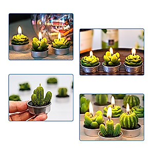 Cactus Tealight Candles,12 Pieces Handmade Delicate Succulent Cactus Candles for Party Wedding Spa Home Decoration Gifts