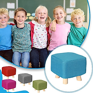 Sintuff 6 Pieces Solid Wood Stool Square Low Stool Shoe Stool Fabric Creative Small Square Stool for Kids and Adult Changing Stool Solid Wood Coffee Table Stool