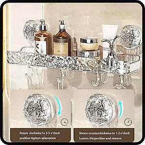 Generic Androf Acrylic Transparent Shower Storage,Raidley Easymount Bathroom Storage Shelf - No Drilling Required,Suction Cup Wall Mounted Style Glacier Pattern Suction Cup Shelf (Transparent,Small)