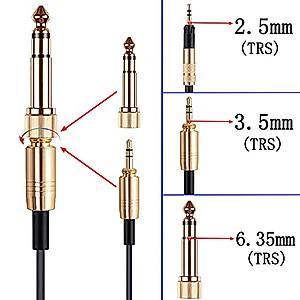 FAAEAL HD598 Cs Coiled Audio Cable Replacement for Sennheiser HD599 SE HD558,HD518,ATH-M50X,ATH-M70X Headphones,2.5mm to 3.5mm Extension Aux Cord with 6.35mm(1/4") Adapter 4.2ft-14ft
