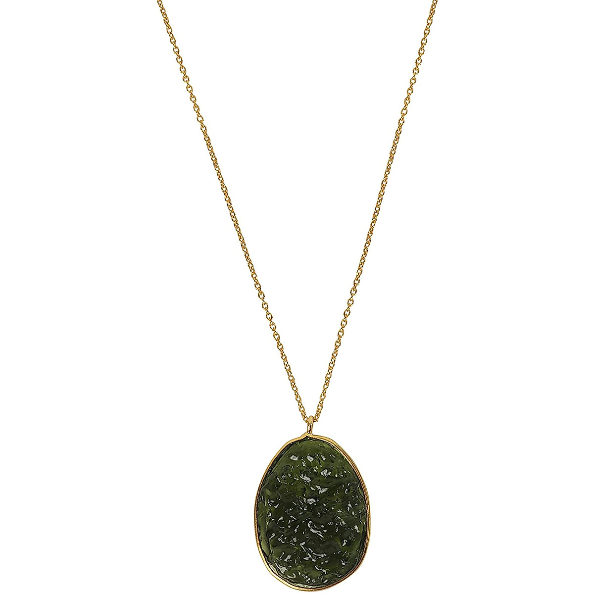 TASKD Green Moldavite Aerolite Crystal Stone Pendant Gemstone Silver Platted Moldavite Necklace Energy Meteorite Amethyst Ecko Necklace For Women Matoa Gift For Her From Him (Golden Chain)