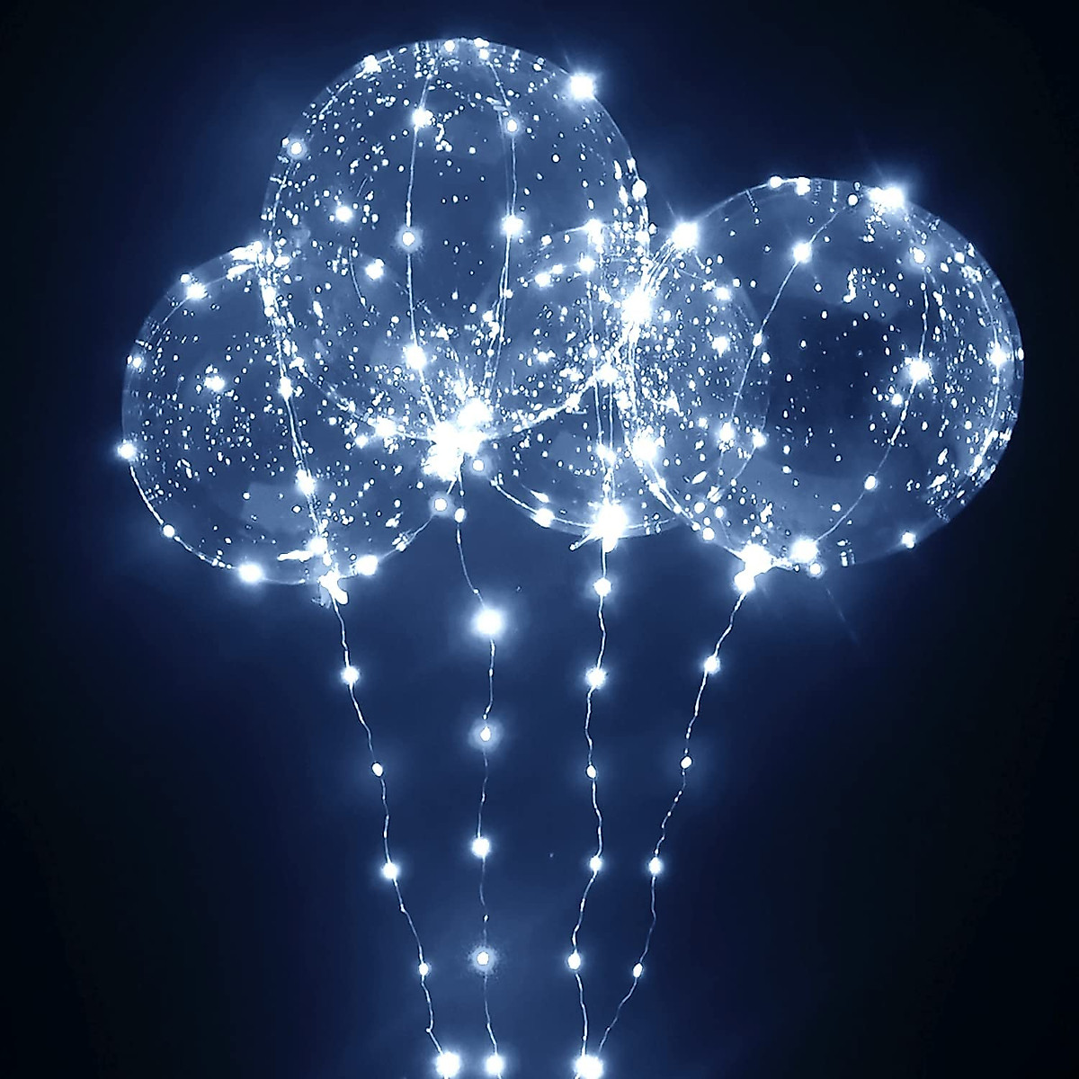 10 PACKS LED Bobo Balloons,Transparent LED Light Up Balloons,Helium Style Glow Bubble Balloons with String Lights for Party Birthday Wedding Festival Decorations (White)