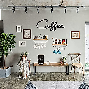 YCOCO Coffee Cup Holder,Set of 2 Rustic Wall Mounted Coffee Mug Rack with 10 Hooks Coffee Bar Accessories Wood Tea Cup Hanger for Organizing Cooking Utensils,Home Kitchen Coffee Station Decor