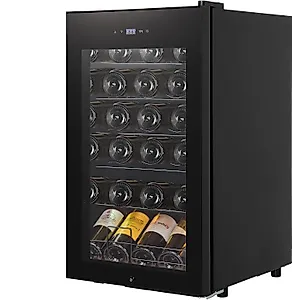 Euker 24-Bottle Compressor Wine Cooler Refrigerator - Freestanding Beverage Fridge for Red, White, Champagne & Sparkling Wines (40°F to 65°F) with Digital Temperature Control and Full Glass Door