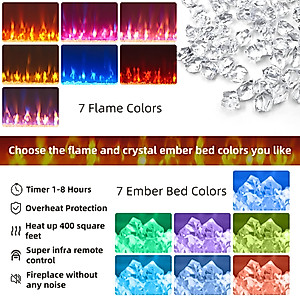 OKD Fireplace TV Stand for 80 Inch TV, Farmhouse Entertainment Center with 42" Fireplace & LED Lights, Modern Media Console Table with Storage Drawers & Cabinets for Living Room, Antique White