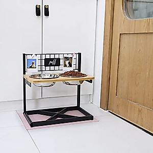 Elevated Dog Bowls, 12 Adjustable Bamboo Raised Dog Bowls Stand Feeder Water with 2 Stainless Bowls, Adjustable 4.8" up to 15.7" Heights Pet Raised Bowls for Small Medium Large Dogs and Cats