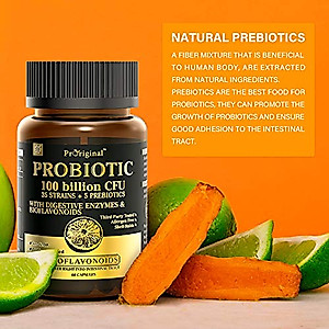Probiotics with Prebiotics for Men and Women - 35 Strains Organic Probiotic 100 Billion CFU for Gut & Digestive Health, Vegan Acidophilus Probiotic Supplement, Non-GMO Raw Probiotic 60 Capsules