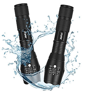 AuKvi 2 Pcs Powerful Red LED Flashlight Single Mode Long Range Red Hunting Light Torch Zoombale, Waterproof Red Torch Best for Astronomy, Aviation, Night Observation,etc