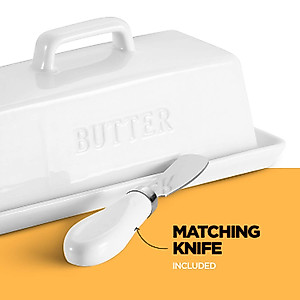 Butter dish set N salt and pepper shaker set Bundle [White]