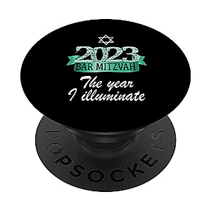 2023 Bar Mitzvah Quote Festive Black Turquoise Decor PopSockets Standard PopGrip