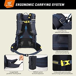 SKYSPER Waterproof Hiking Backpack for Men Women with Rain Cover - 40L Lightweight Camping Back Pack Outdoor Travel Daypack