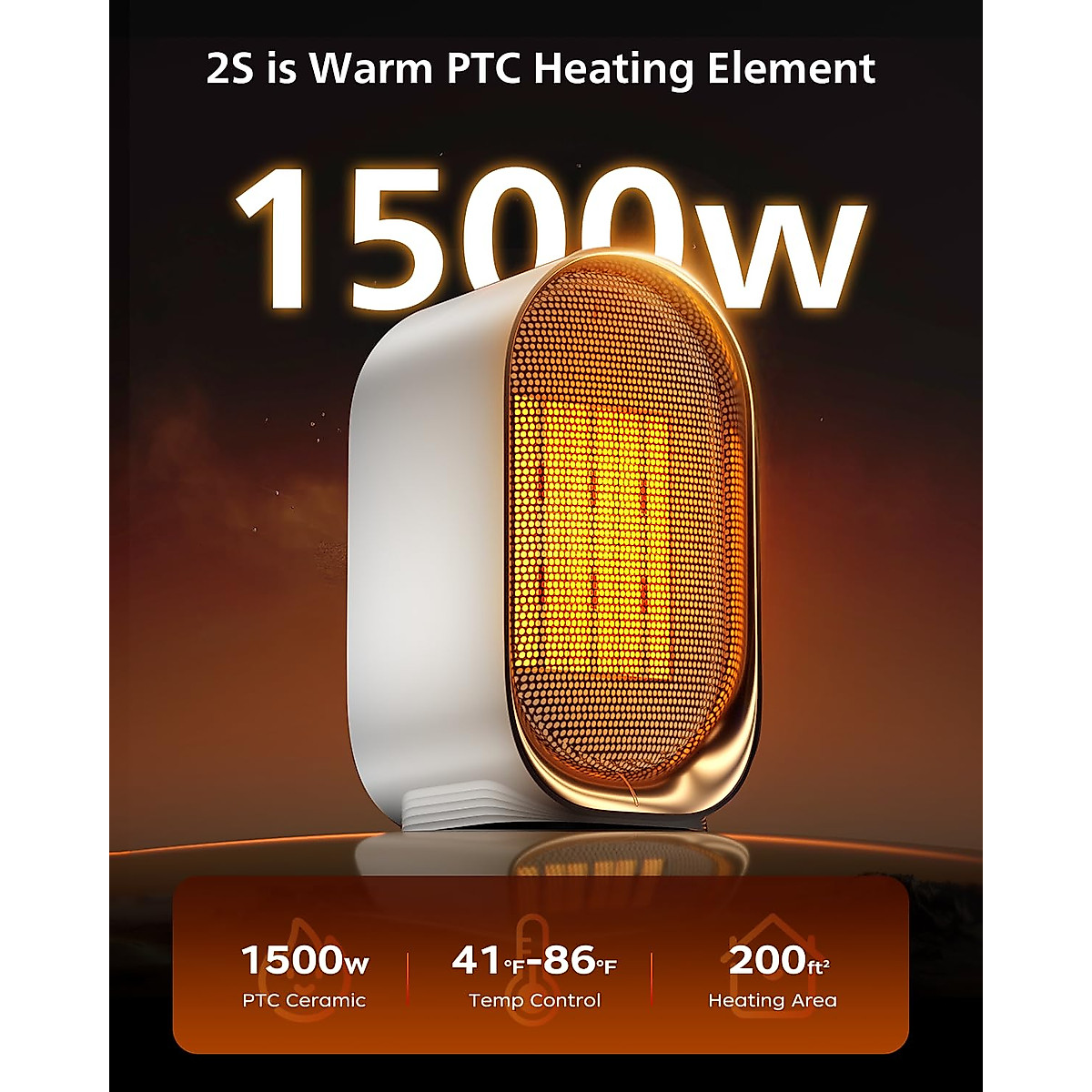 QQT Space Heater,1500W Mini Energy Efficient Space Heaters for Indoor Use,3-Speed Portable Heater Fan for Office with Adjustable,Triple Protection,Suitable for Bedroom, Office and Indoor Use(White)