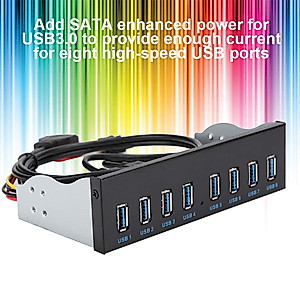 ASHATA USB Front Panel,USB3.0 19PIN 8 Ports Hub Optical Drive Extension Front Panel Adapter for PC Computer
