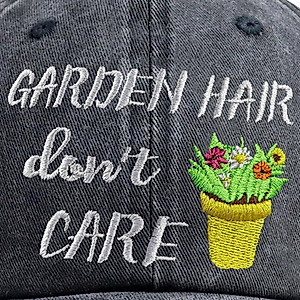 Tacoesha Gardening Gifts for Women Mom, Garden Hair Don’t Care Ponytail Hat, Adjustable Washed Cotton Embroidered Garden Accessories Baseball Cap, Gifts for Birthday