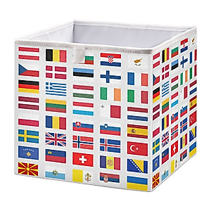 Miscellaneous Set Of Country Flags Storage Basket Storage Bin Rectangular Collapsible Nursery Hamper Cute Bin Organizer for Makeup Closet Bathroom Bedroom