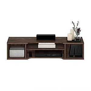 Furinno Indo Floating Storage Hutch Media Console, Columbia Walnut
