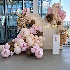 Teddy Bear Baby Shower Decorations For Girl Pink Balloons Garland Gender Reveal Princess Brown Kit Arch Birthday Party Themed Sticker Oh Banner