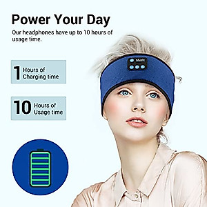 Bluetooth Headband,Headband Headphones Wireless Sleep Headphones with White Noise Mode and Ultra-Thin Speakers for Unisex Sleeping Running Workout Jogging Yoga Insomnia Air Travel (Blue)