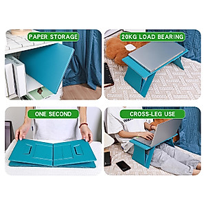 MRJKNRO.KJ Folding Table Desk at Home in The Office and car for Computer Laptop Pad Phone Reading Writing Easy to use Carry and stroage Lightweight… (Blue, 9.8“ X21.5“x 9.8")